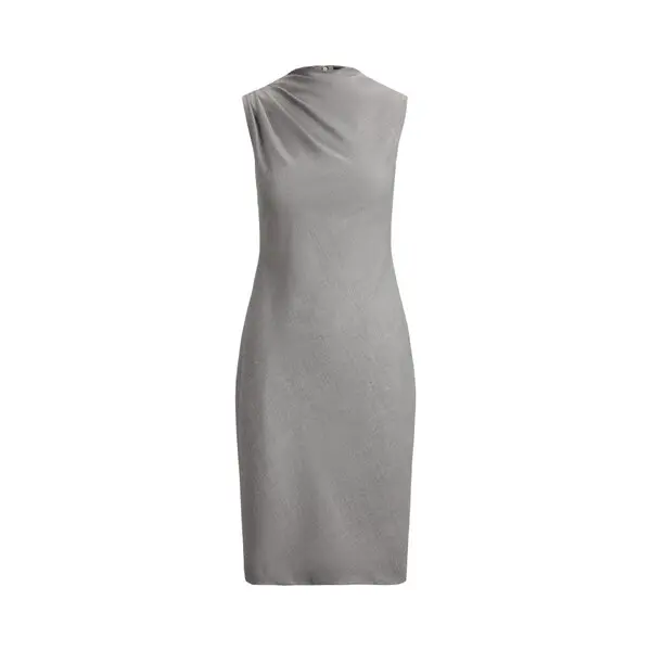 Ralph Lauren Pleated Mélange Wool Sleeveless Dress