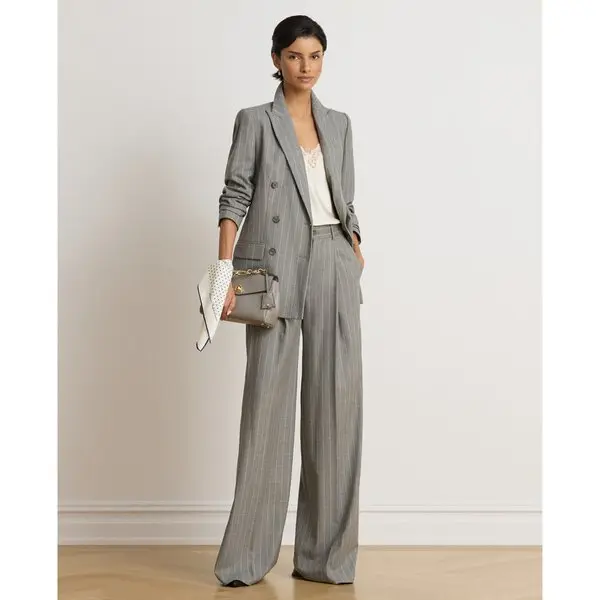 Ralph Lauren Pinstripe Twill Wide-leg Pant