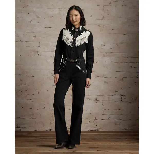 Ralph Lauren Leather-fringe Denim Western Shirt