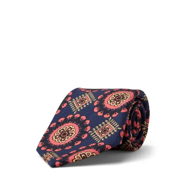 Ralph Lauren Handmade Medallion Wool Challis Tie