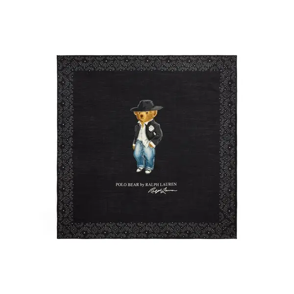 Ralph Lauren Holiday Polo Bear Wool Square Scarf