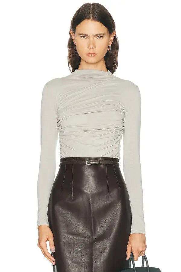 Enza Costa Fluid Viscose Jersey Twist Top In Grey