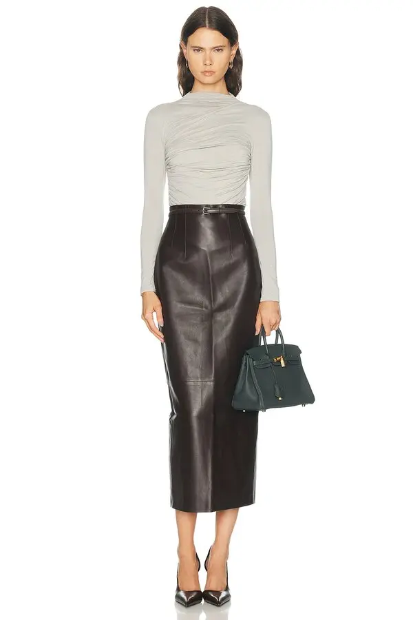 Enza Costa Fluid Viscose Jersey Twist Top In Grey