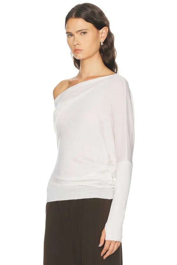 Enza Costa Tissue Cashmere Slouch Sweater In White