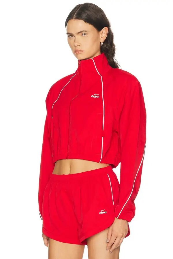 NIKESKIMS Crunchy Nylon Crop Jacket In Red