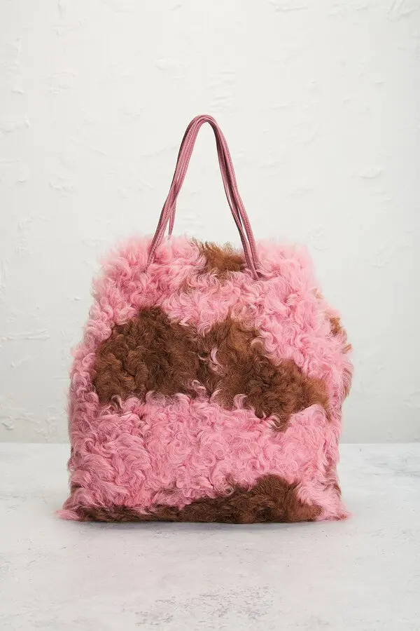 Prada Montone Shearling & Fox Fur Handbag