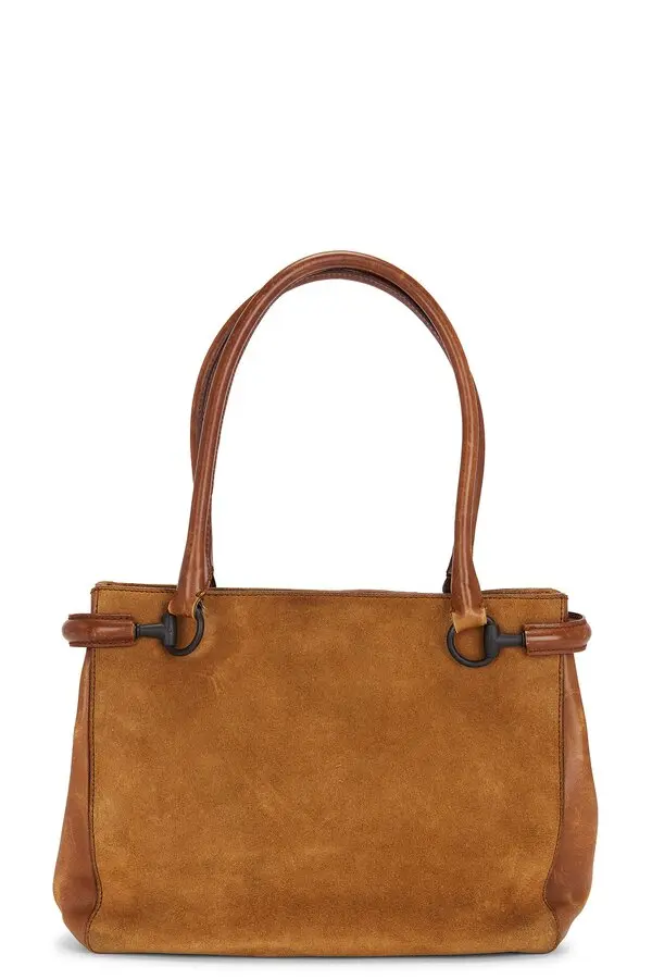Gucci Suede Horsebit Handbag - Brown