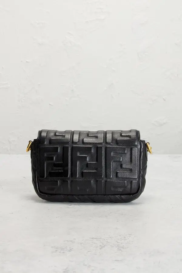 Fendi Ff Embossed Mini Baguette Shoulder Bag