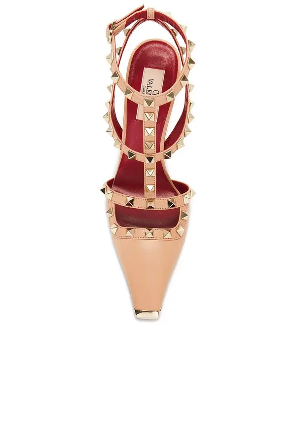 Valentino Garavani Rockstud Ankle Strap Pump In Peach