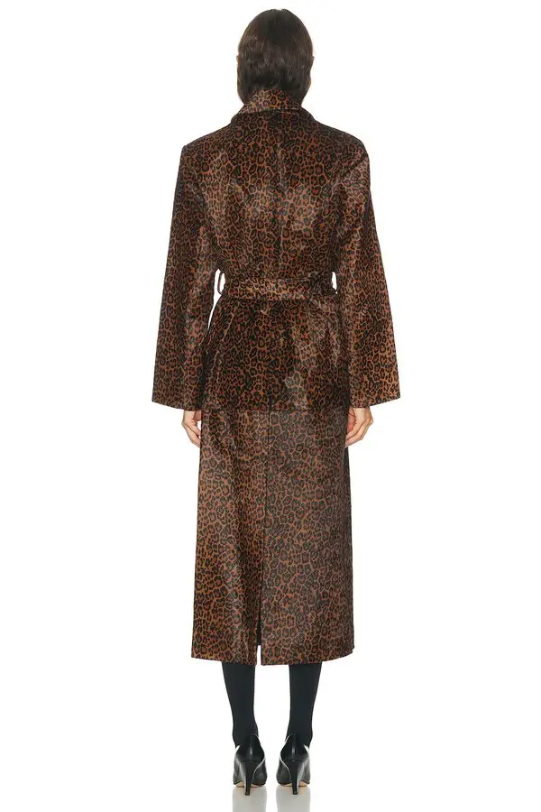 AUTER Faux Pony Hair Topcoat In Brown