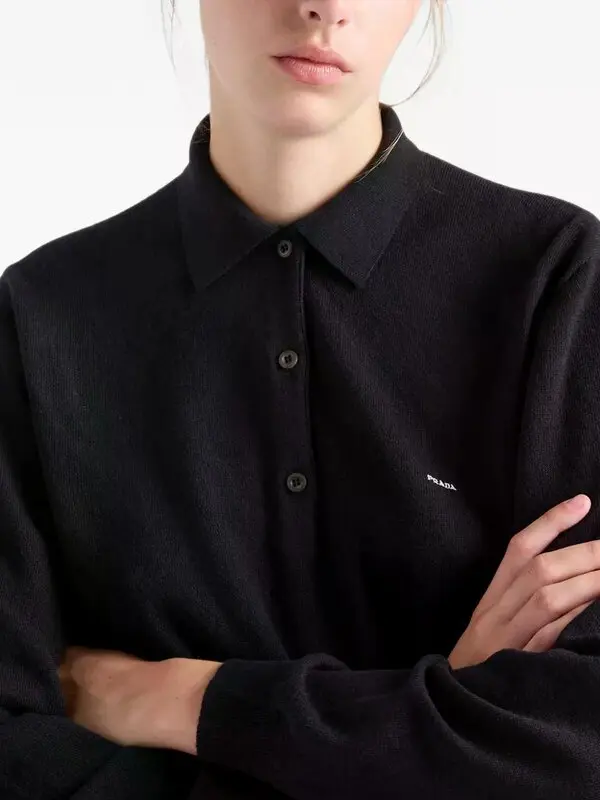 Prada Wool Polo Sweater - Black