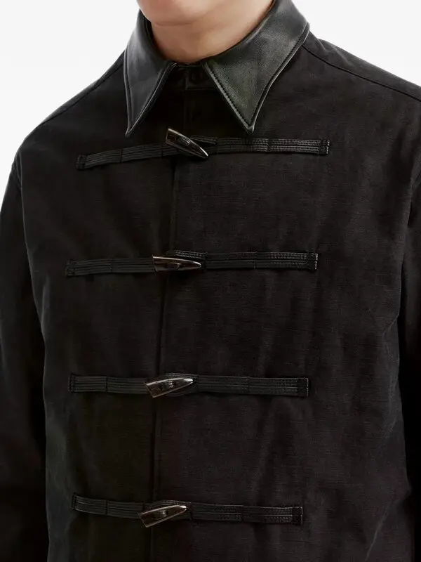 Yohji Yamamoto Toggle-fastening Leather-collar Duffle Coat