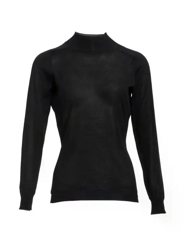 Elie Saab Sheer-knit Mock-neck Sweater - Black