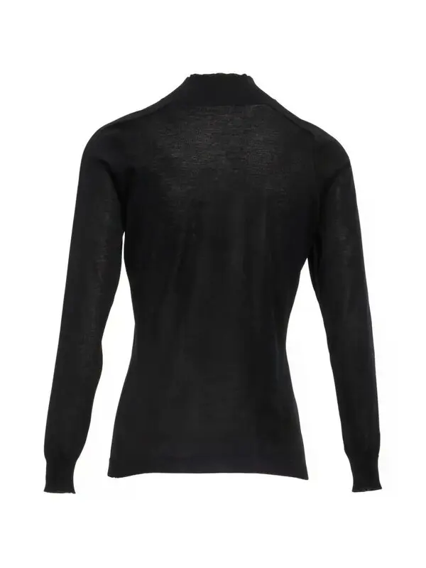 Elie Saab Sheer-knit Mock-neck Sweater