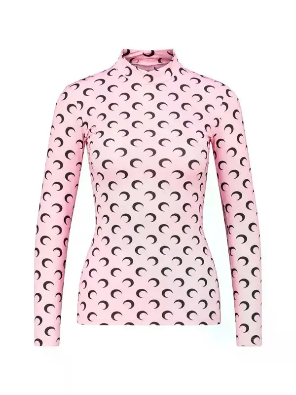 MARINE SERRE Recycled Moon Jersey Second Skin Highneck Top