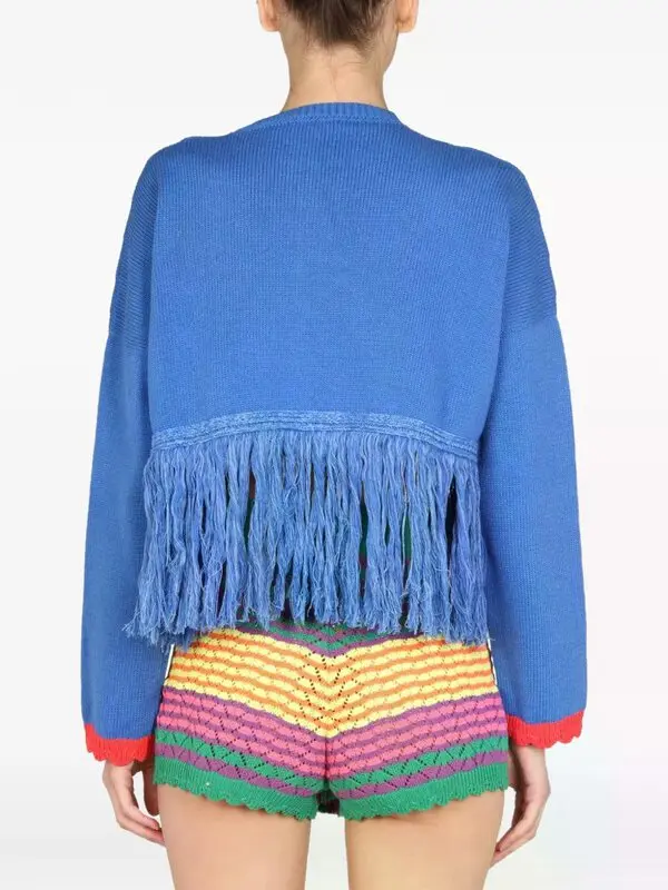 ALESSANDRA GALLO Fringed Logo-embroidered Sweater