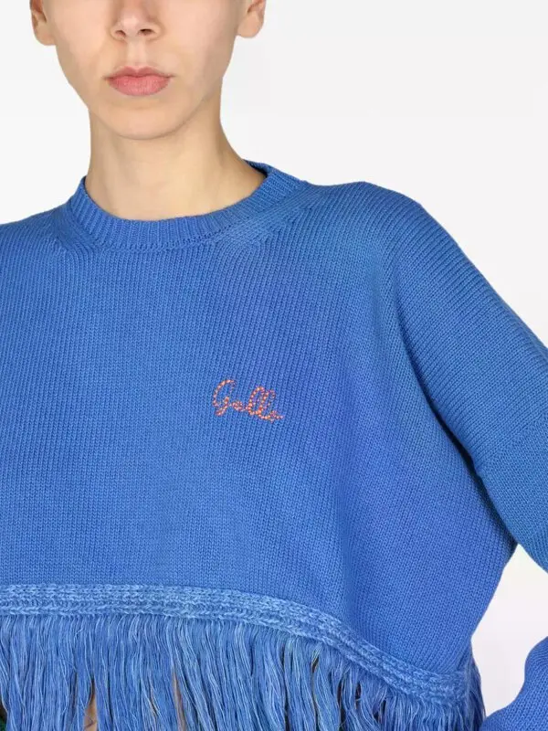 ALESSANDRA GALLO Fringed Logo-embroidered Sweater