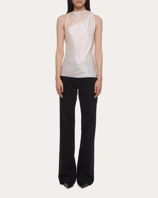 Helmut Lang Silk Asymmetric Scarf Sleeveless Top