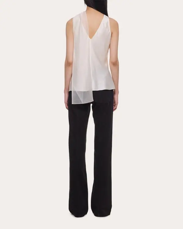 Helmut Lang Silk Asymmetric Scarf Sleeveless Top