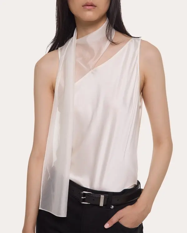 Helmut Lang Silk Asymmetric Scarf Sleeveless Top