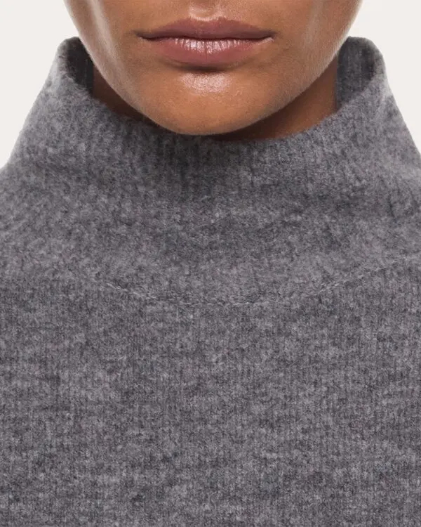 Helmut Lang Wool Gathered Tie Mock Neck Sweater