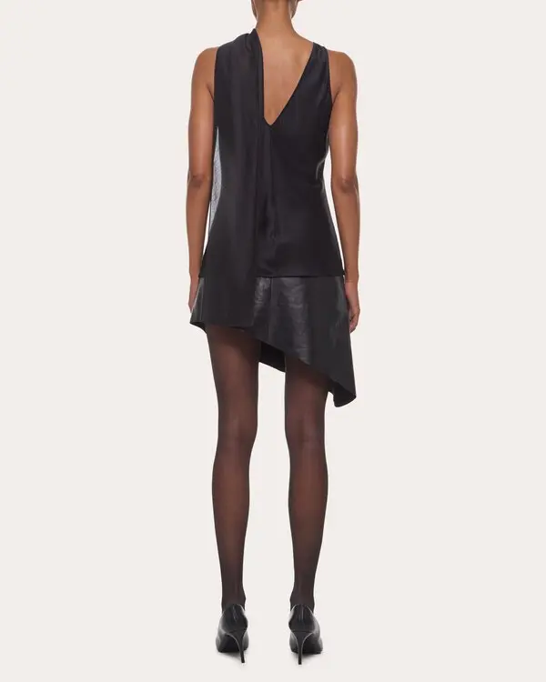 Helmut Lang Silk Asymmetric Scarf Sleeveless Top