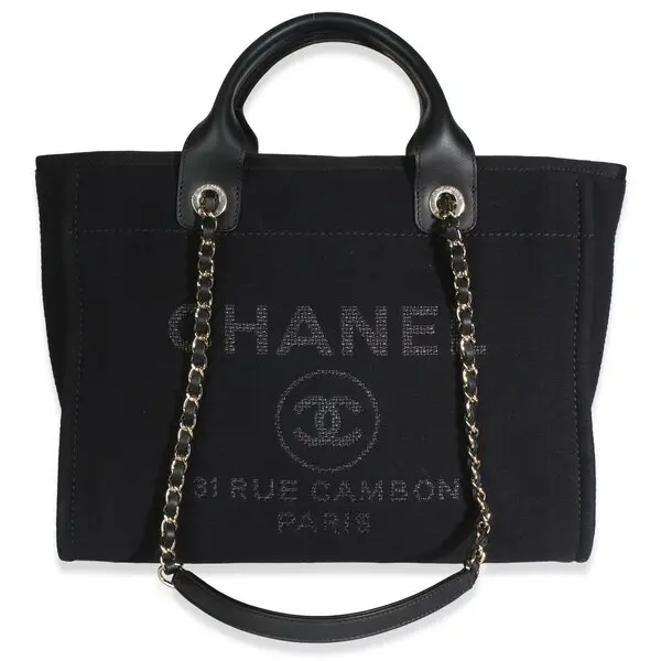 Chanel Canvas Deauville Shopping Bag - Black