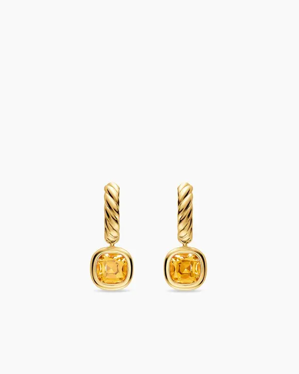David Yurman Dy Mercer® Color Drop Earrings In 18k Yellow Gold With - Citrine
