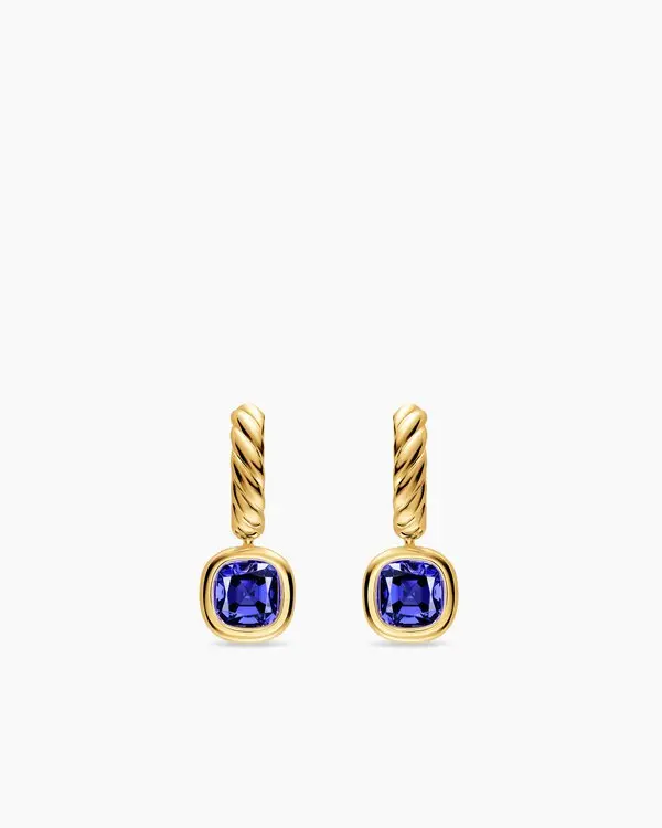 David Yurman Dy Mercer® Color Drop Earrings In 18k Yellow Gold With - Iolite