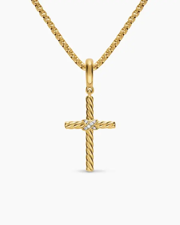 David Yurman Cross Amulet In 18k Yellow Gold With Diamonds - Diamond