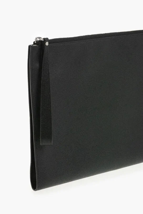VALEXTRA Leather Zip-around Clutch Bag