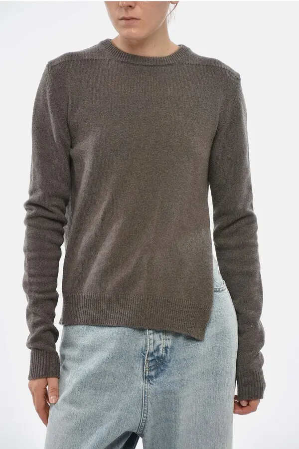 Rick Owens Crewneck Sweater With Side Slit