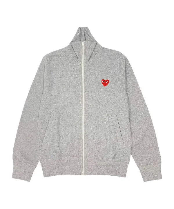 Play Comme Des Garcon Heart-printed Zipper Hoodie