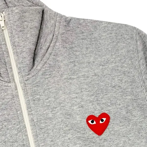 Play Comme Des Garcon Heart-printed Zipper Hoodie