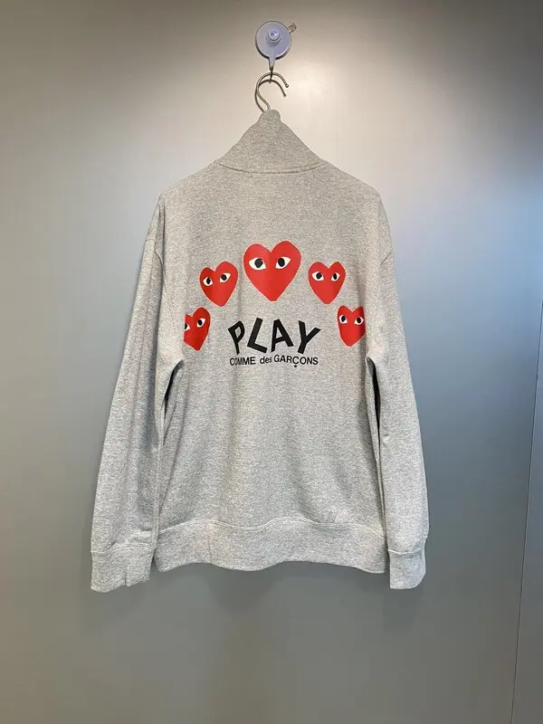 Play Comme Des Garcon Heart-printed Zipper Hoodie