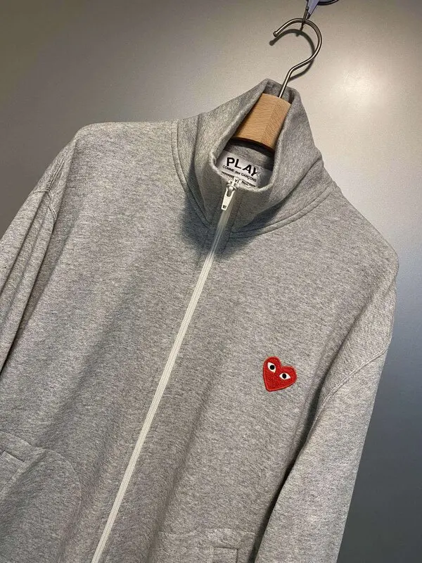 Play Comme Des Garcon Heart-printed Zipper Hoodie