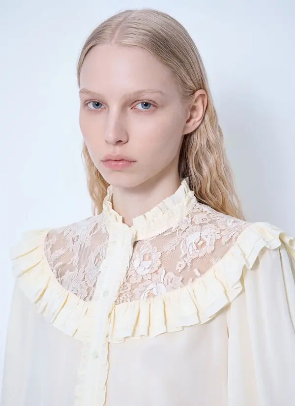 Chloé Ruched And Lace Detail Shirt