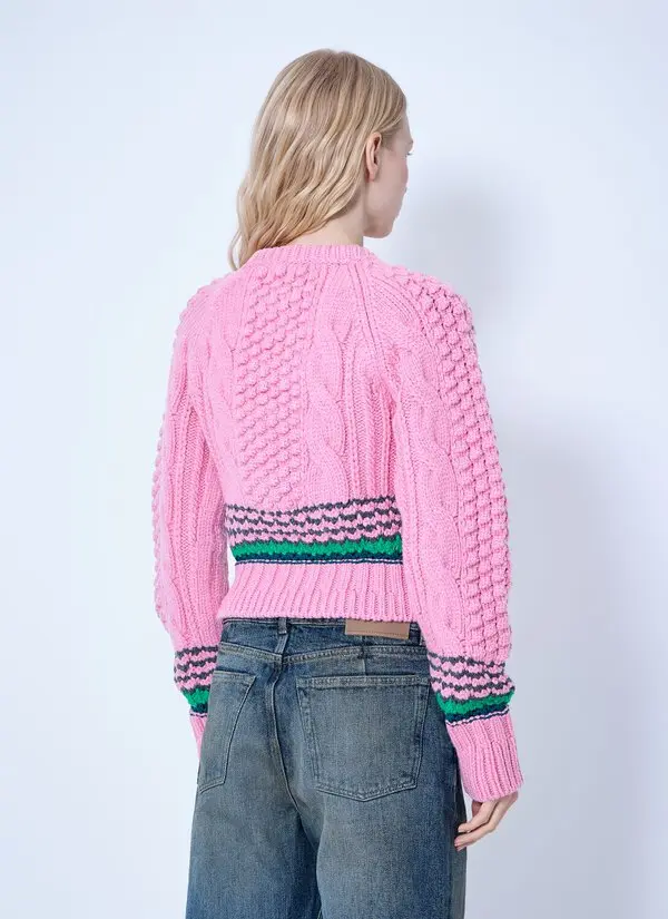 Lacoste Runway Striped Textured Wool Sweater