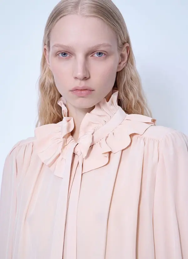 Chloé Tie-front Ruffled Blouse In Crêpe De Chine
