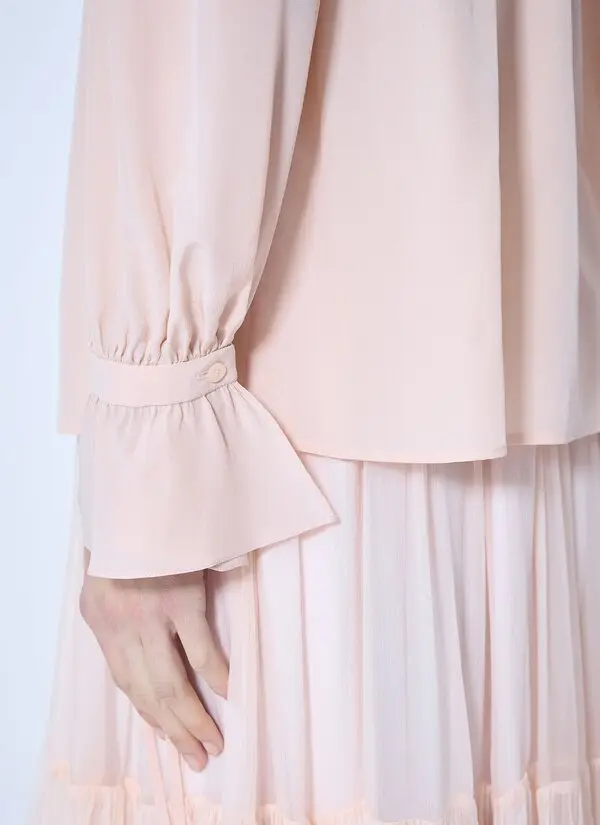 Chloé Tie-front Ruffled Blouse In Crêpe De Chine