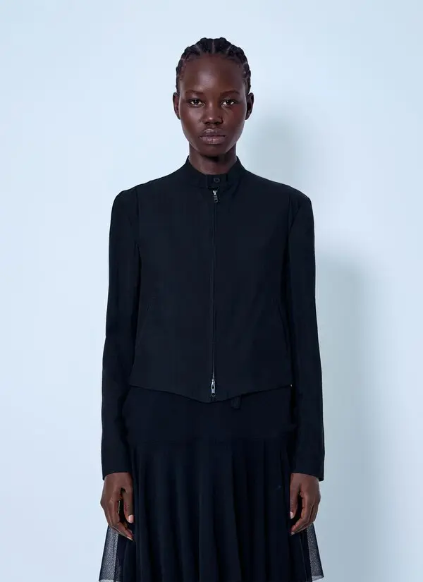 LIMI FEU Gusseted Stand Collar Blouson - Black