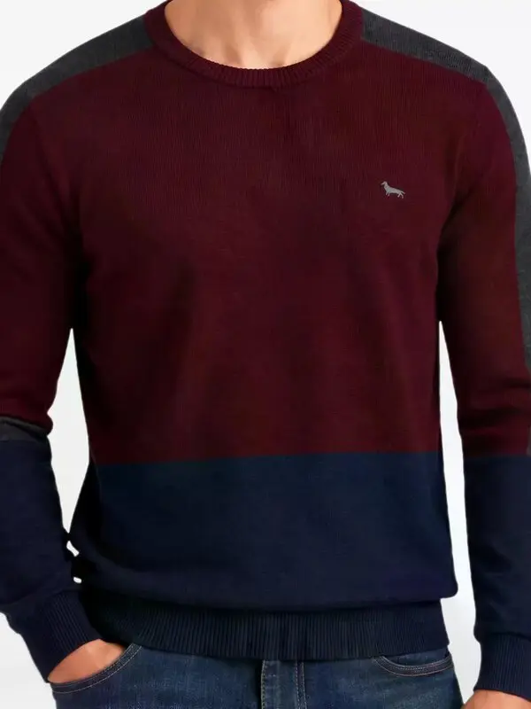 HARMONT & BLAINE Colour-block Embroidered-logo Sweater