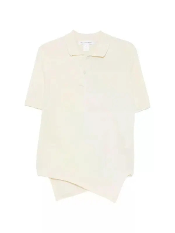 Comme Des Garçons Asymmetric-hem Polo Shirt - Neutrals