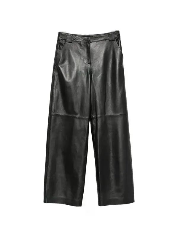 Liviana Conti Wide-leg Leather Trousers - Black