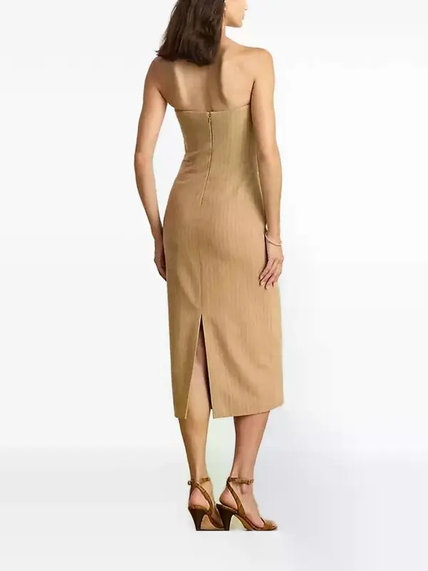 Ralph Lauren Pinstripe-print Bandeau Midi Dress