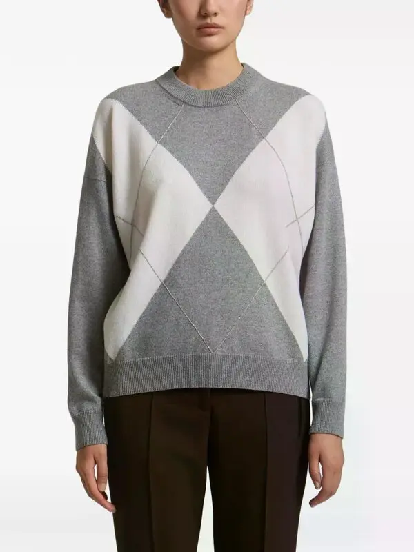 Peserico Argyle-intarsia Chain-link Sweater - Grey