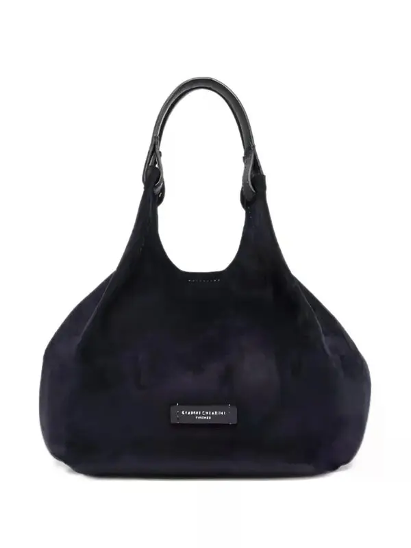 GIANNI CHIARINI Dua Suede Logo-patch Shoulder Bag - Blue