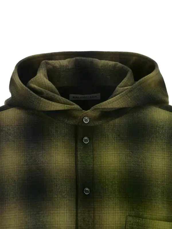 Balenciaga Check-pattern Hooded Shirt