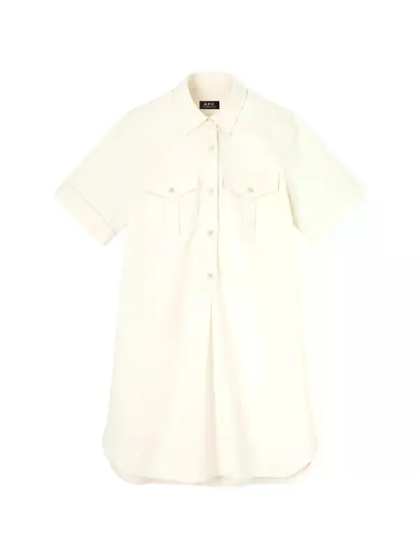 A.p.c. Button-down Short-sleeve Mini Dress - Neutrals