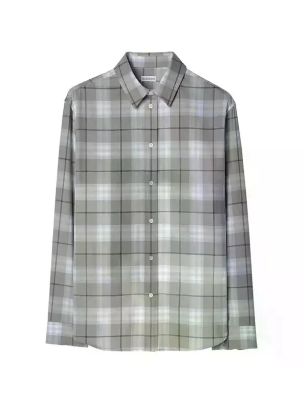 Burberry Classic Fit Check Wool Shirt - Grey